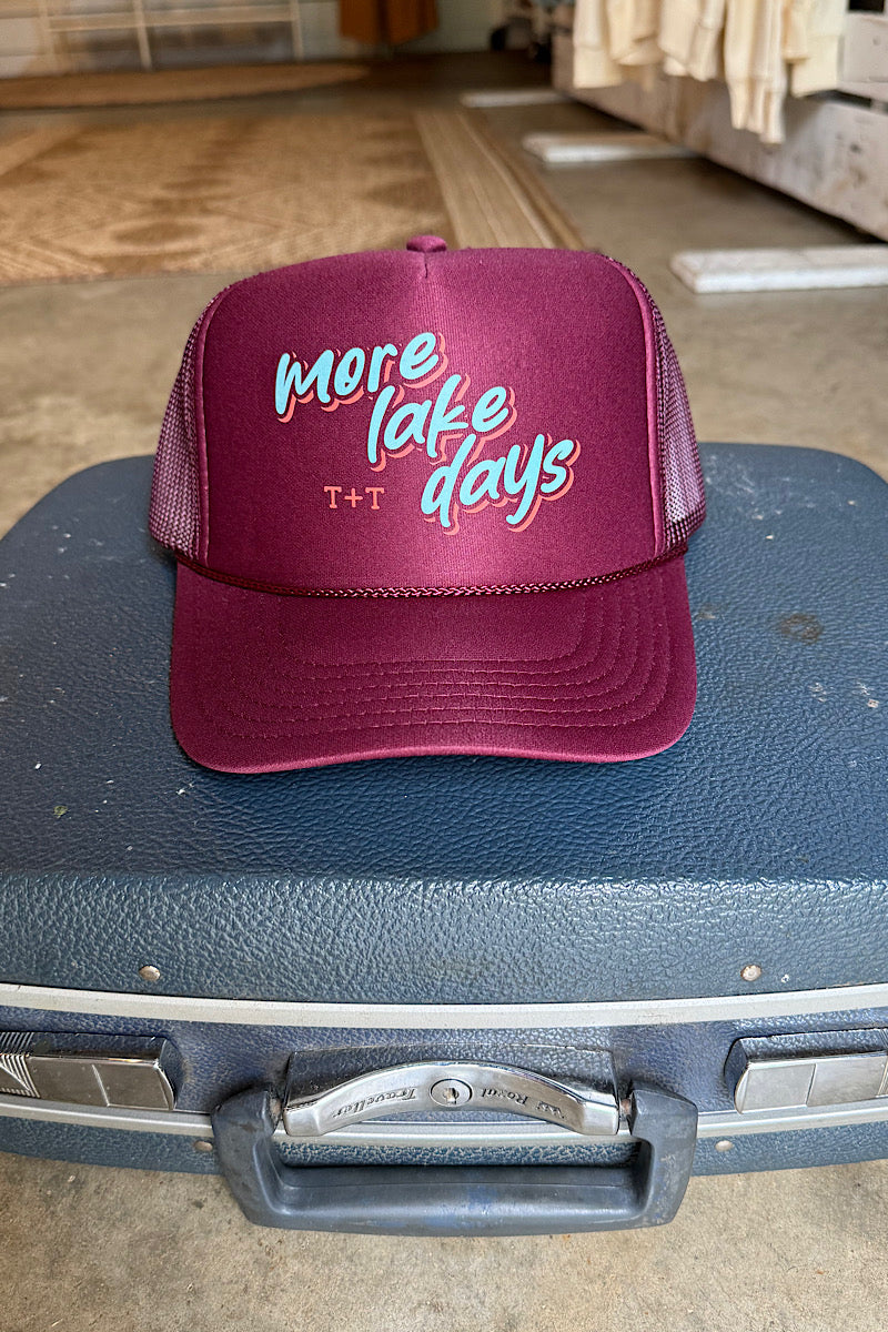 More Lake Days Maroon Trucker Hat – Tucked & Threaded